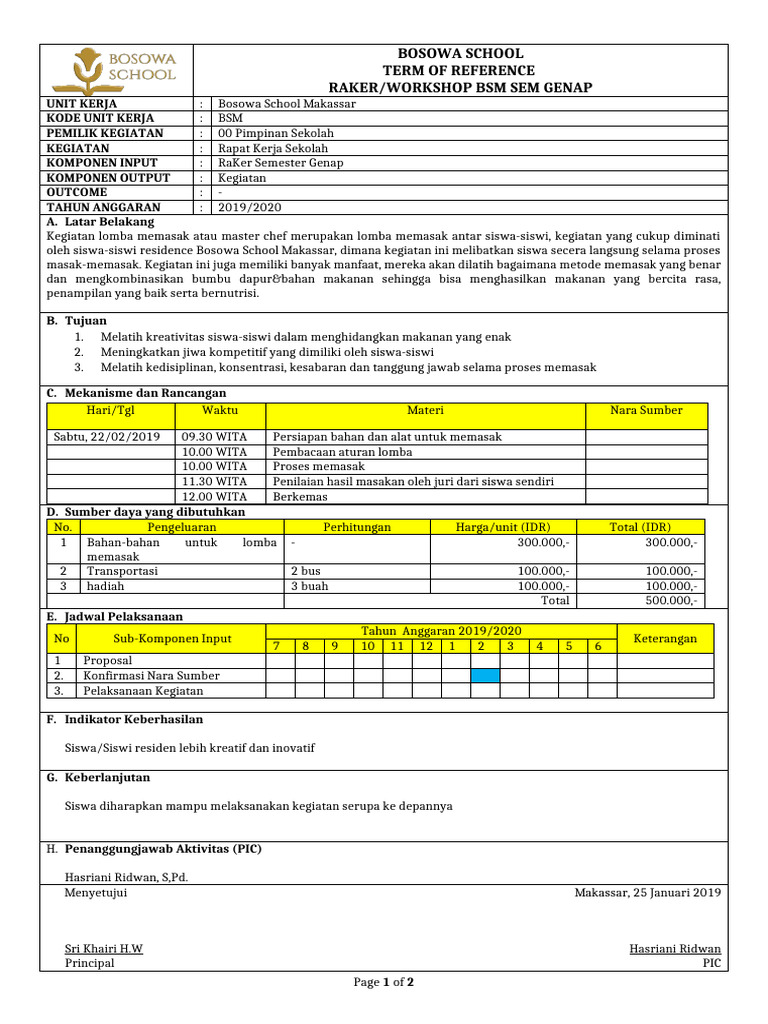 Maam Aas Tempale TOR BSM 2019-2020 | PDF