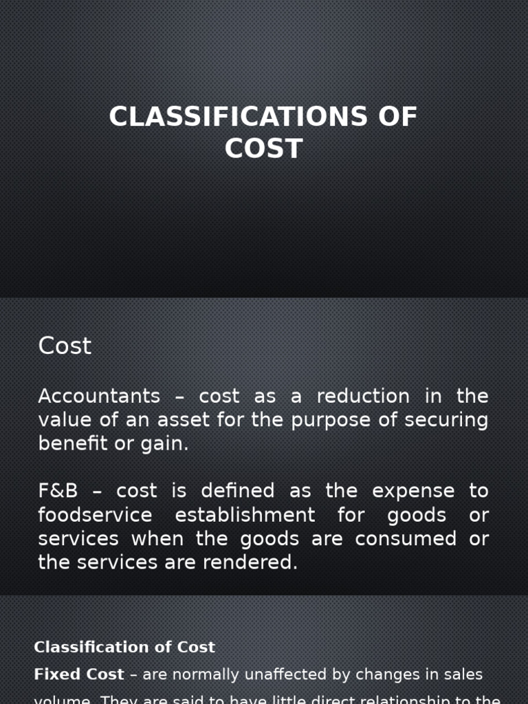 Classifications of Cost | PDF