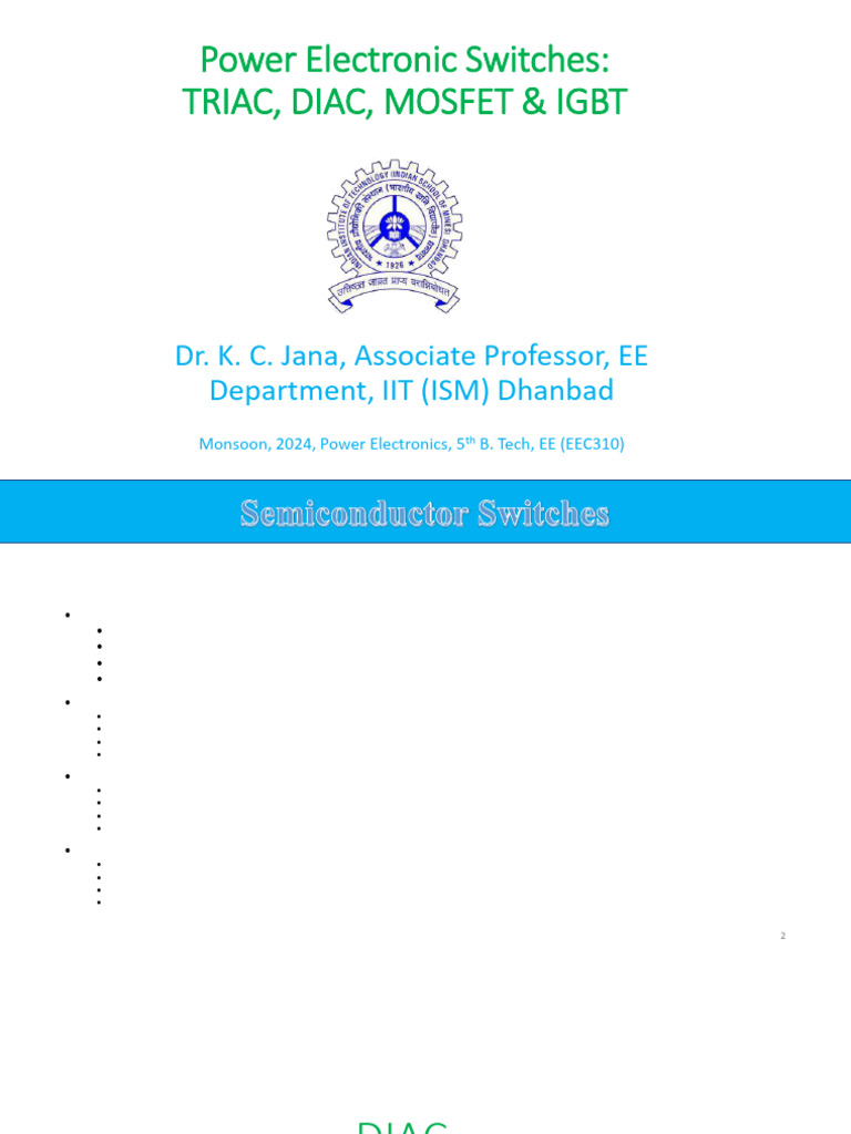 Module-1-Semiconductor Switches - TRIAC - DIAC - MOSFET - IGBT - 2024 | PDF