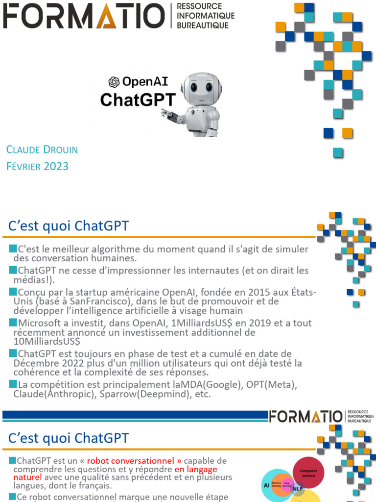Présentation de ChatGPT et ses usages | PDF