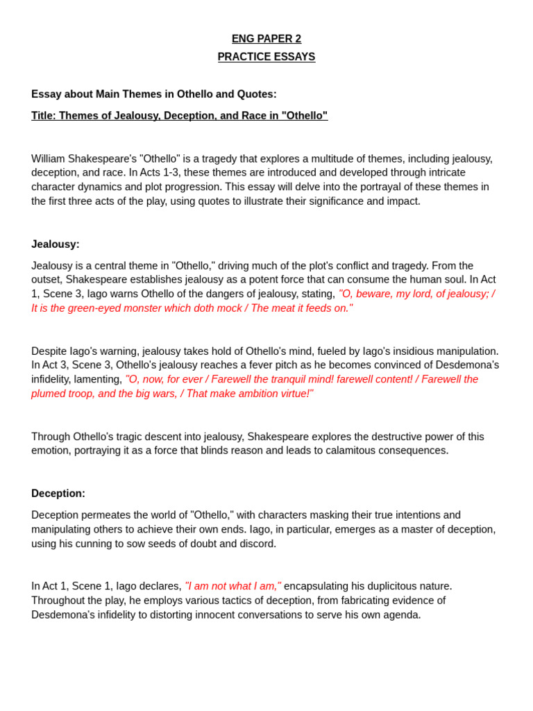 ENG P2 Prelim Prep Essays | PDF