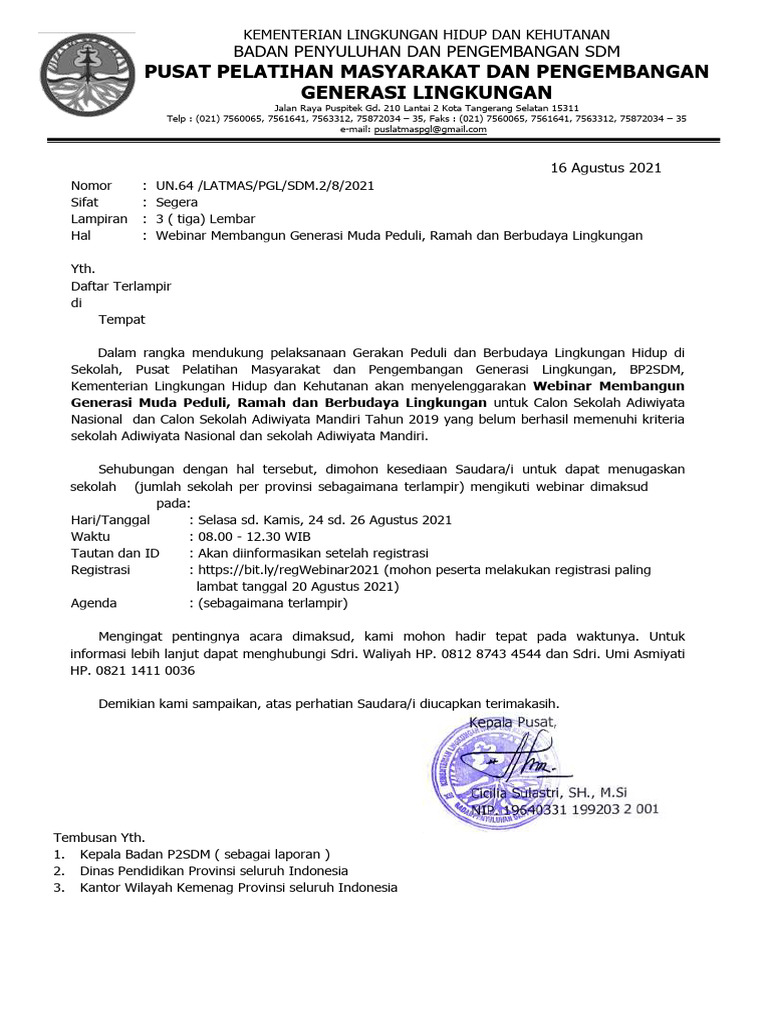 Surat Undangan Webinar Sumatera Utara | PDF