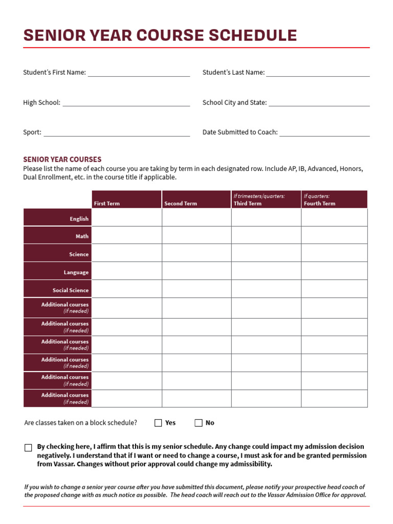 Senior Schedule | PDF