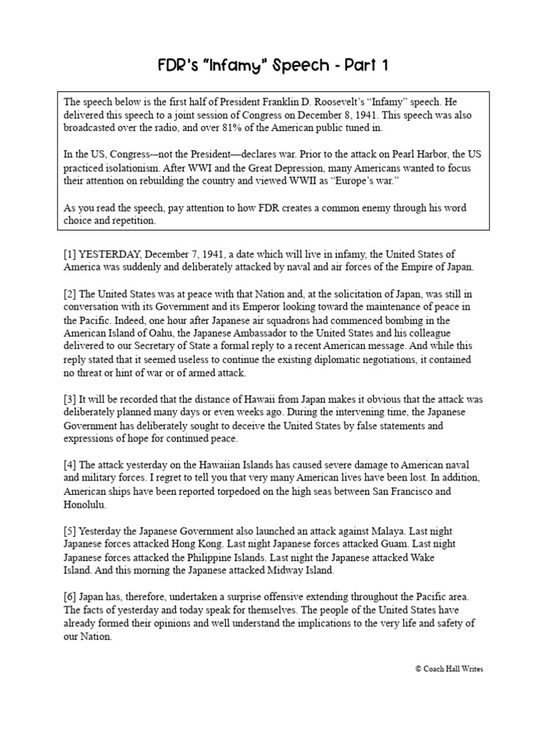 FDR Rhetorical Analysis | PDF