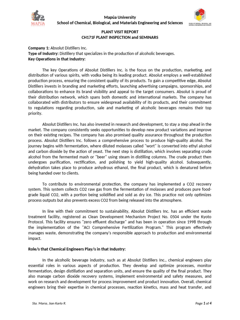 Plant Visit Report | PDF