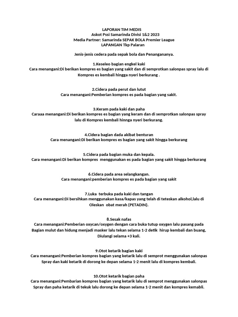 LAPORAN TIM MEDIS PDF