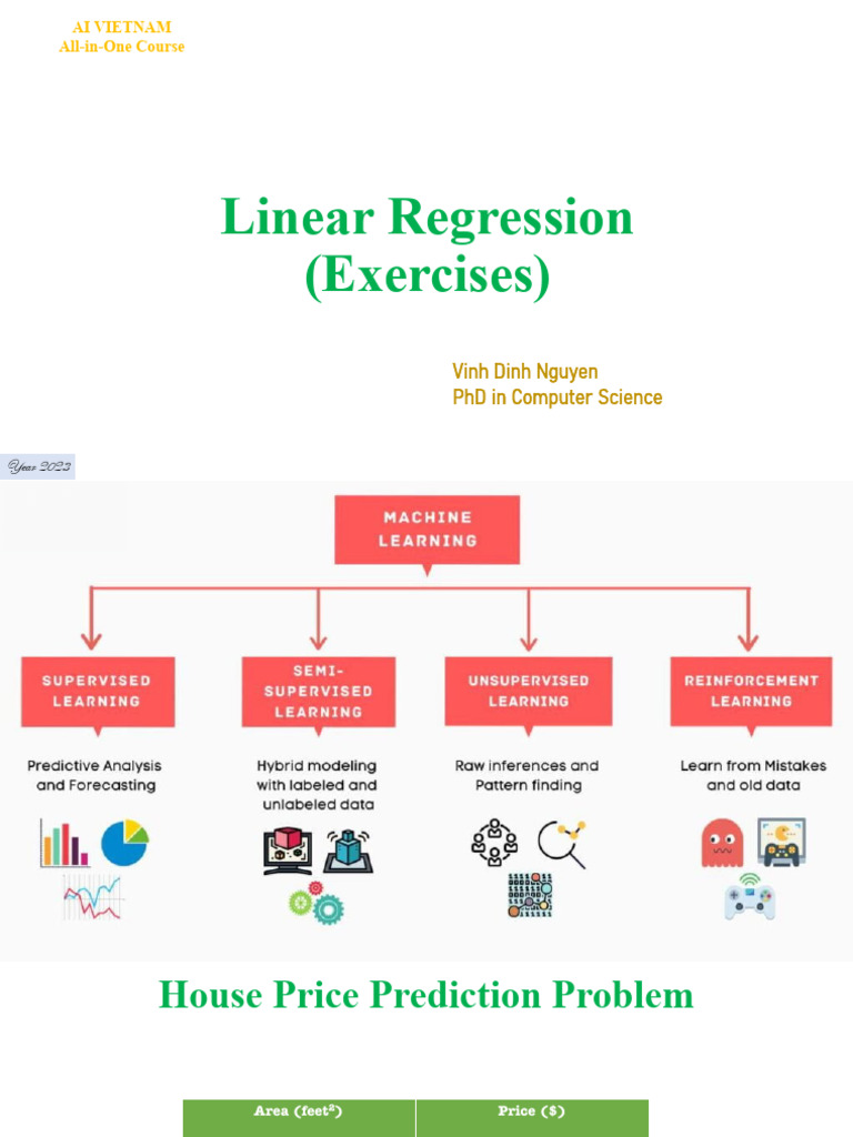 M02W03 Linear Regression Exercise Slides - Update | PDF