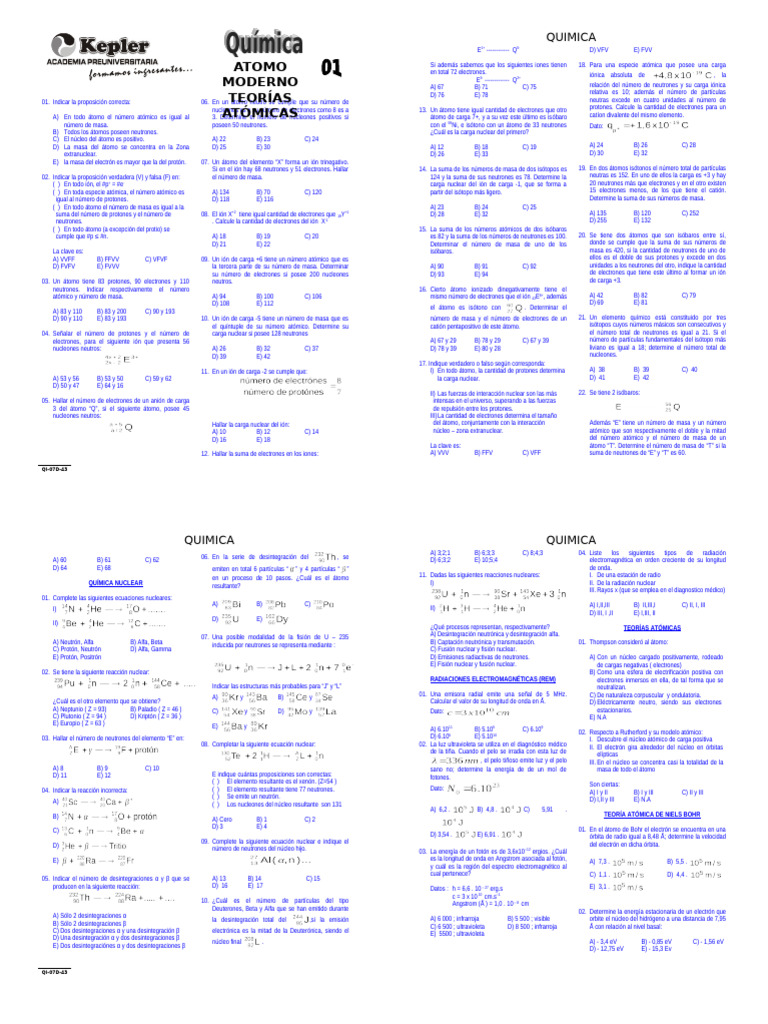 Conceptos Clave del Átomo Moderno en Química | PDF | Neutrón | Protón
