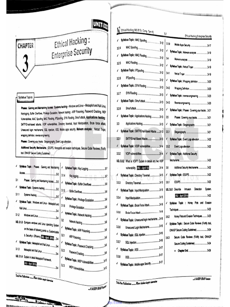 Unit-3 Ethical Hacking - Enterprise Security (E-Next - In) | PDF | Technology & Engineering