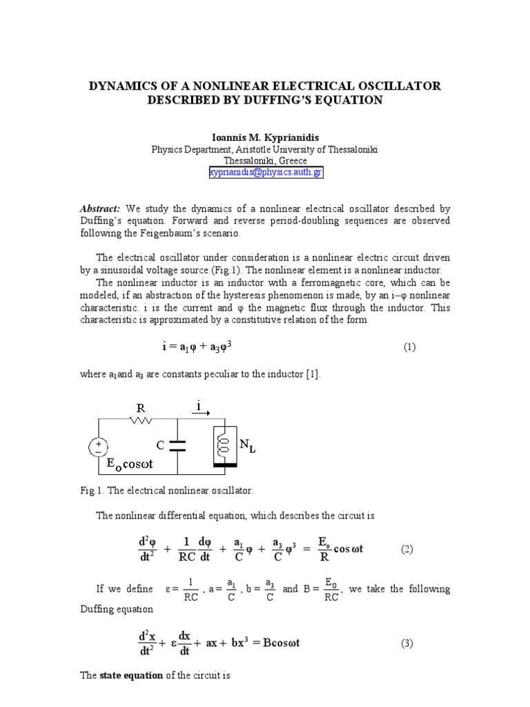 Duffing Electrical Oscillator | PDF | Chaos Theory | Dynamical System