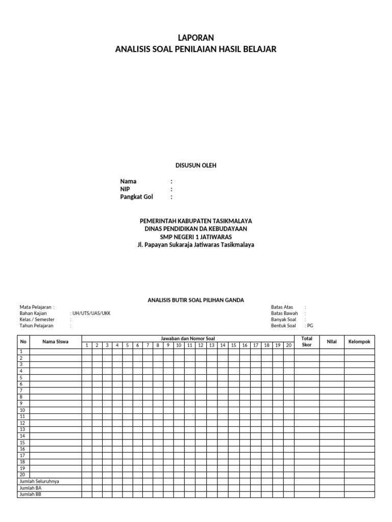 Analisis Butir Soal | PDF
