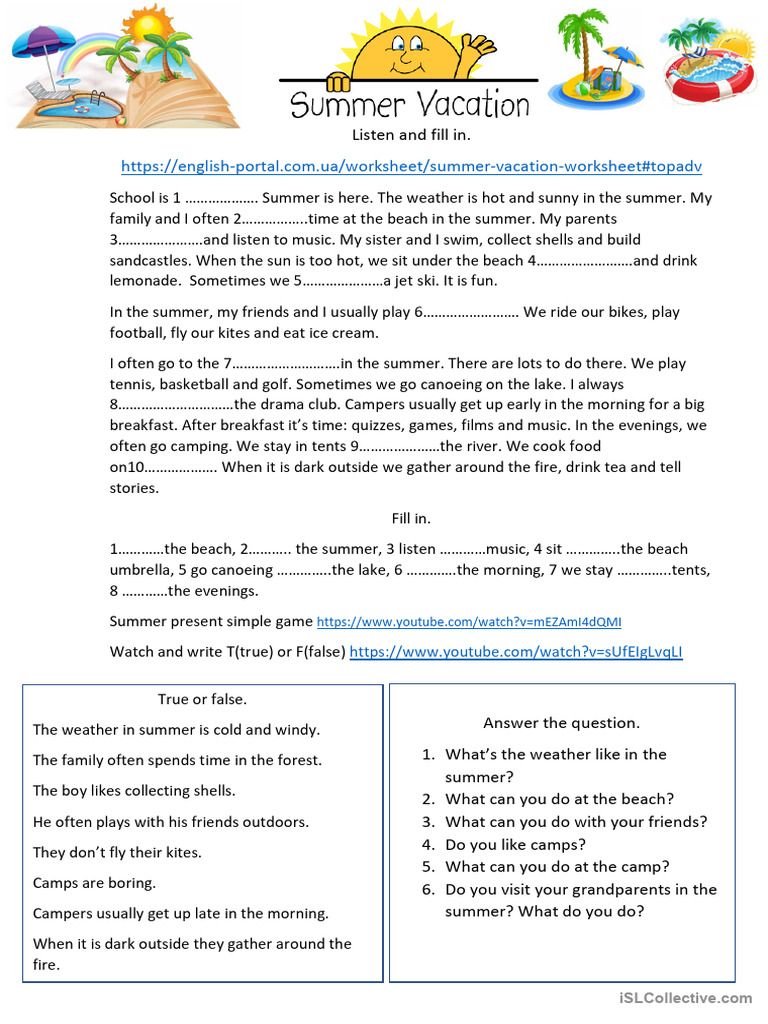 Summer Holiday. Summer Vacation. | PDF