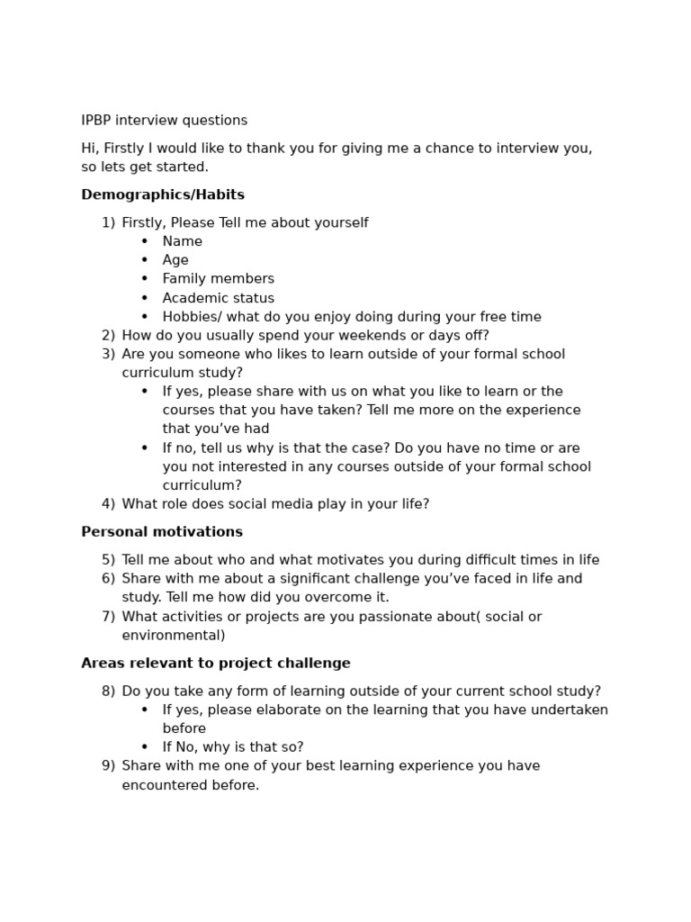 IPBP Interview Questions | PDF