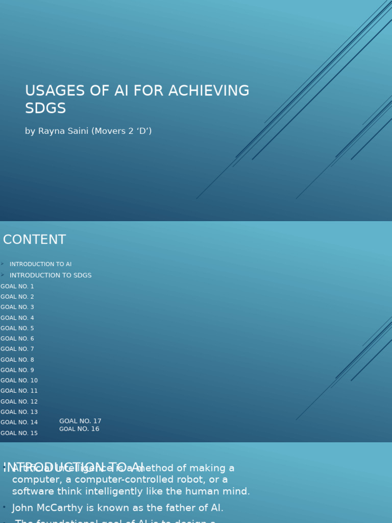Usages of Ai For Achieving Sdgs | PDF