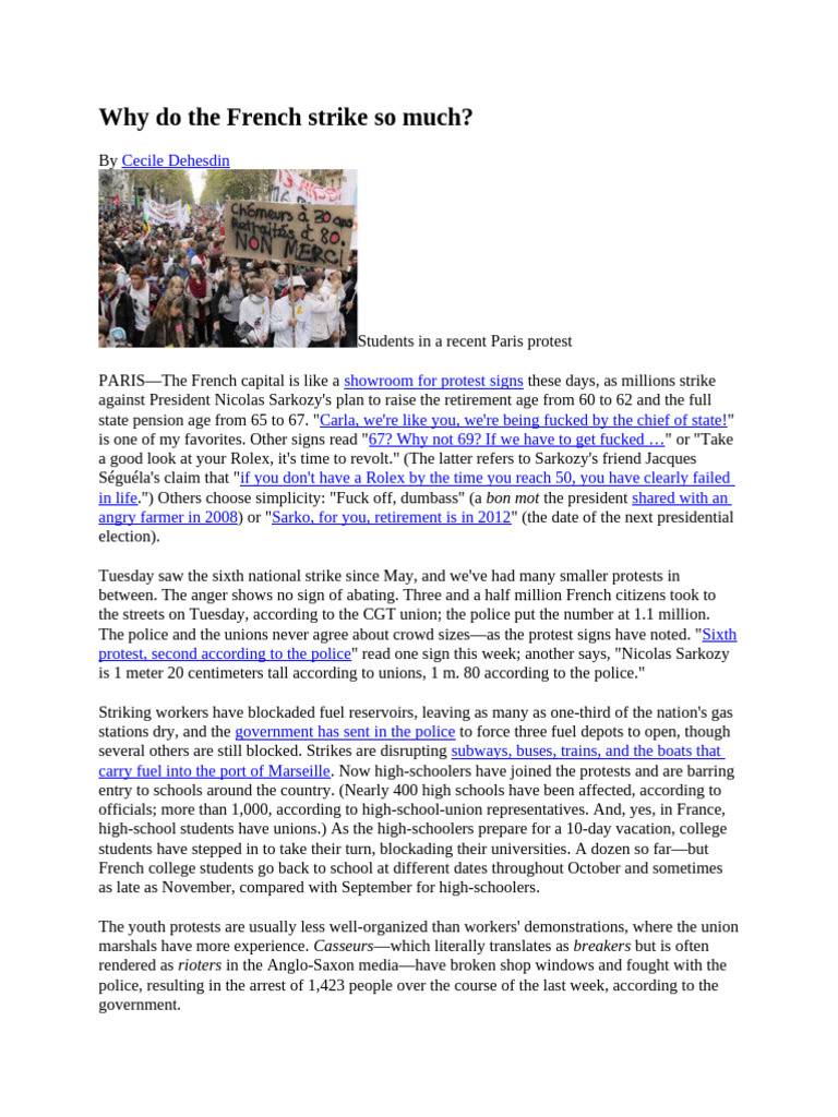 Why Do The French Strike So Much | PDF