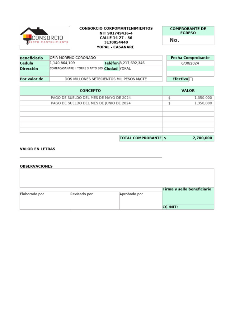 Comprobante de Egreso | PDF