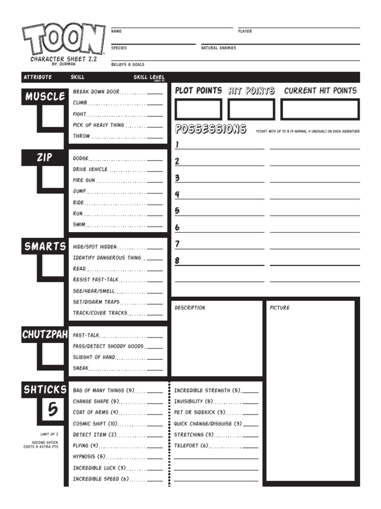Character Sheet 2 Pdf