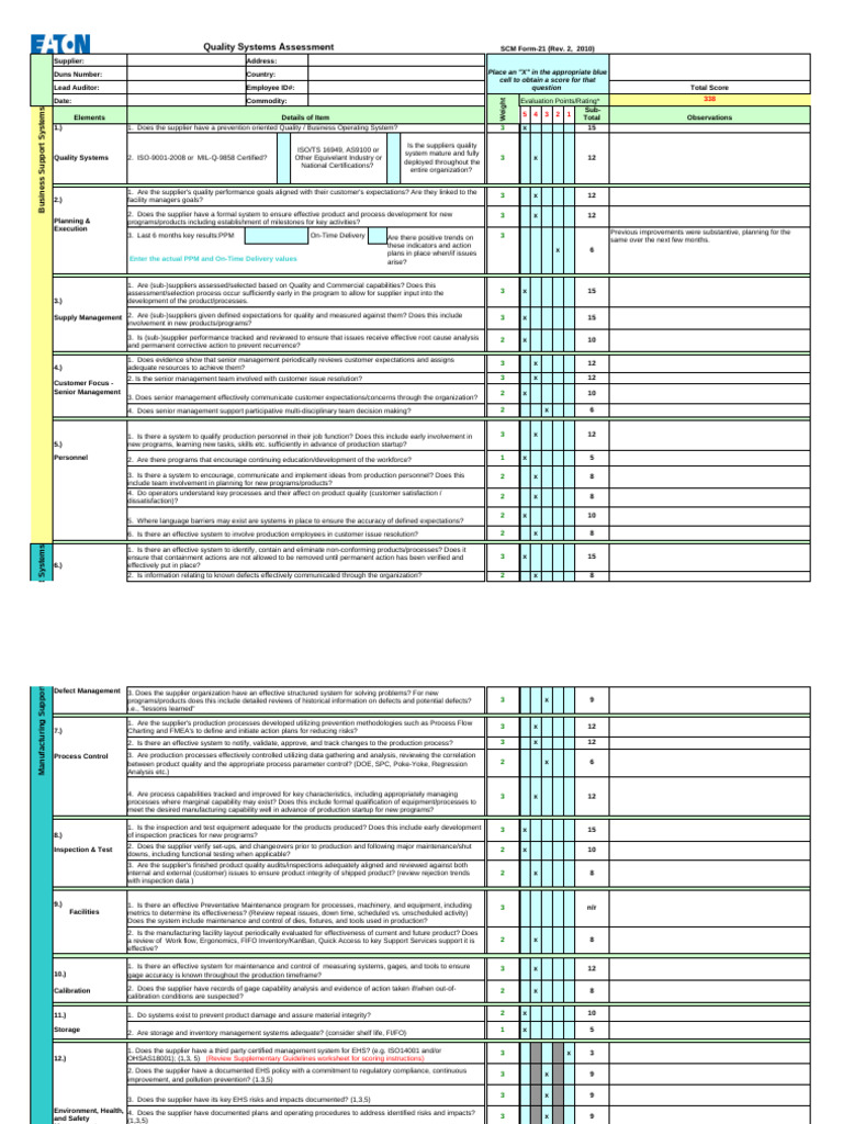 Eaton QSA and EHS Assessment Update | PDF
