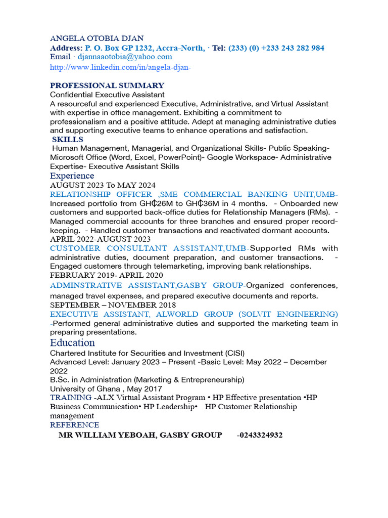 Angela O.djan PDF Resume | PDF