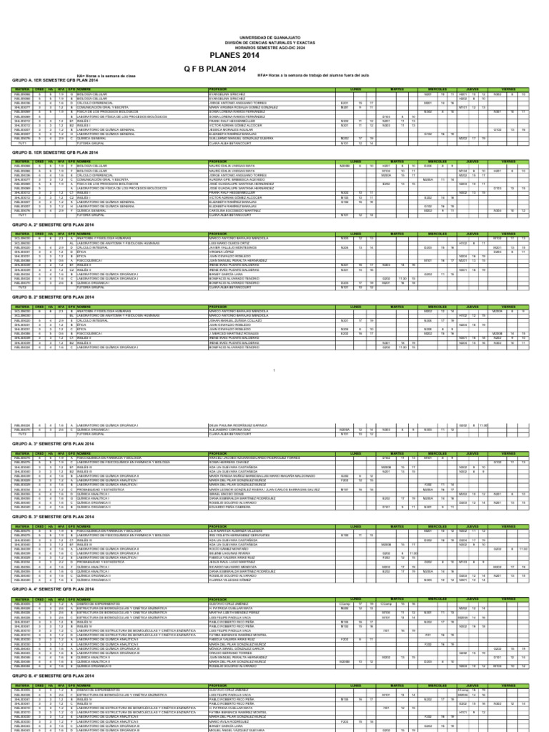 Horarios QFB Ago-Dic 2024 v2 | PDF