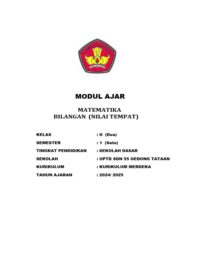 Modul Ajar Nilai Tempat Kls 2 Kumer | PDF