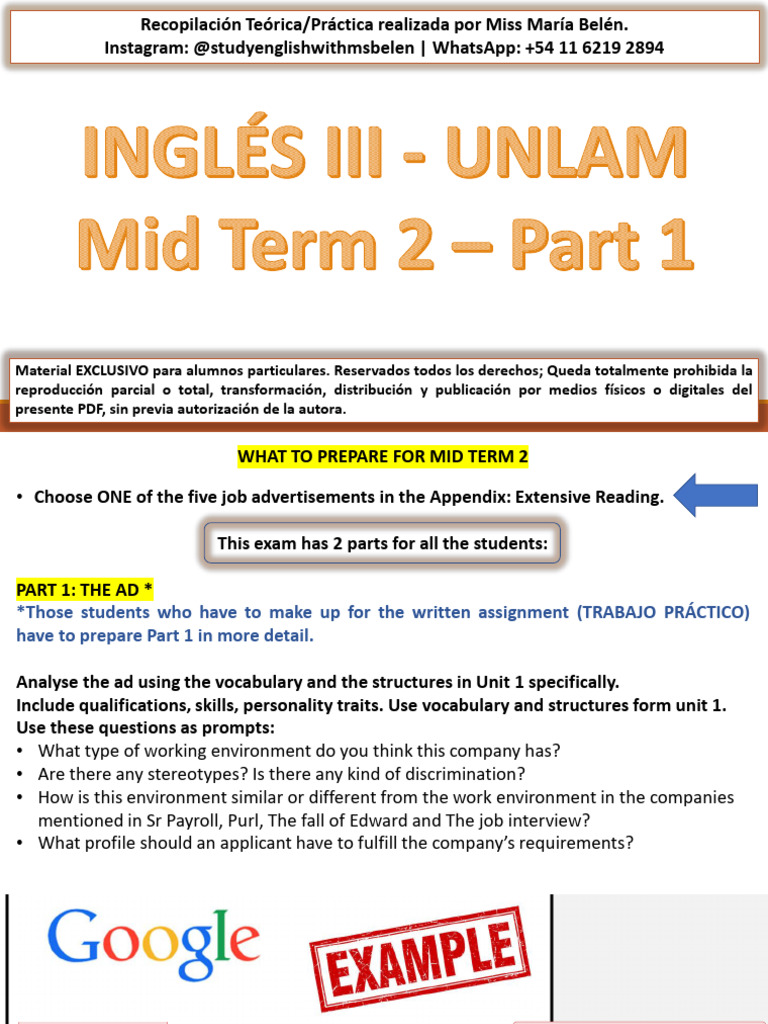INGLES III - Week 13 - 14 - Mid Term 2 - Explanation | PDF