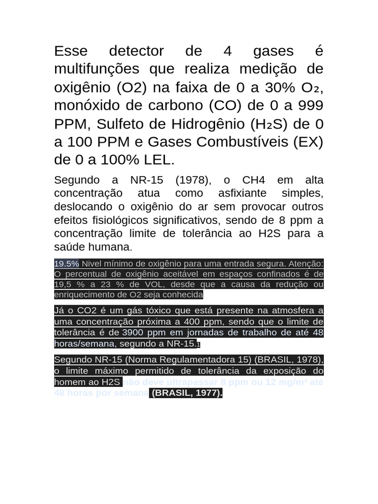 Esse Detector de 4 Gases É Multifunções Que Realiza Medição de Oxigênio ...