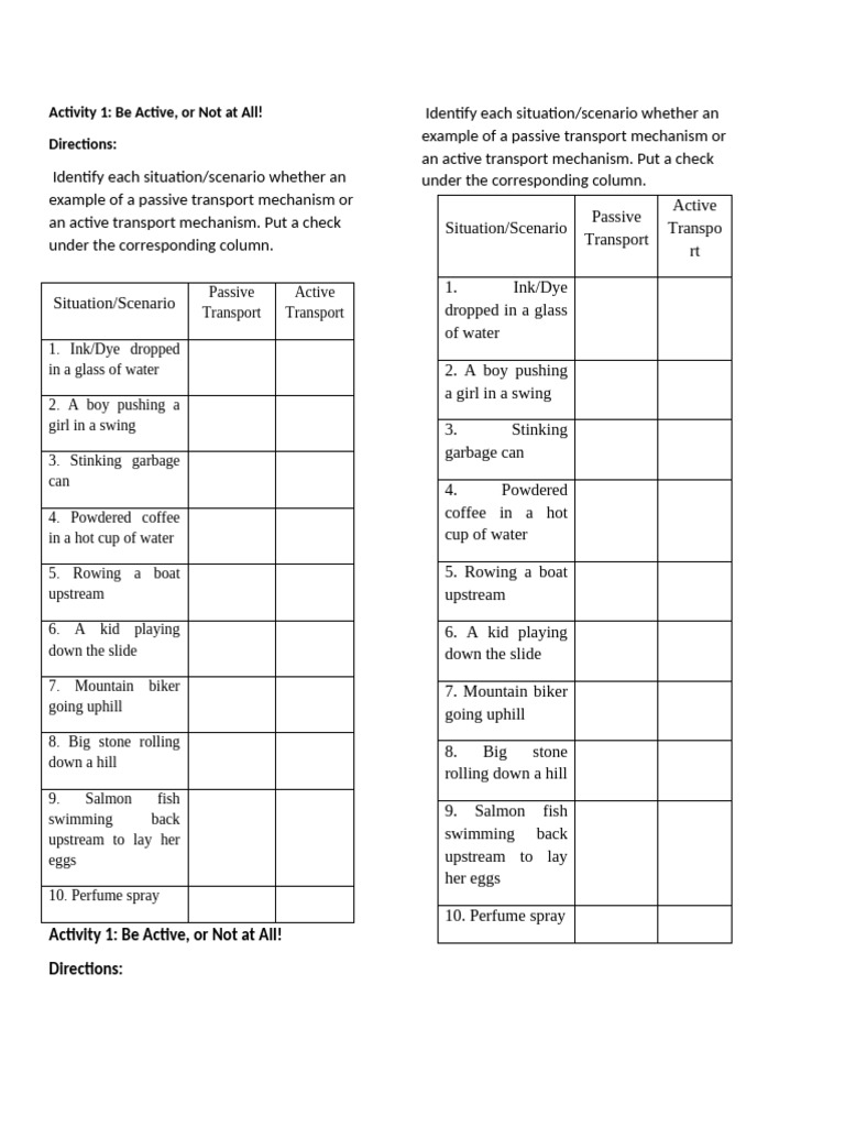Activity 1-Be Active or Not - BIOTECH | PDF