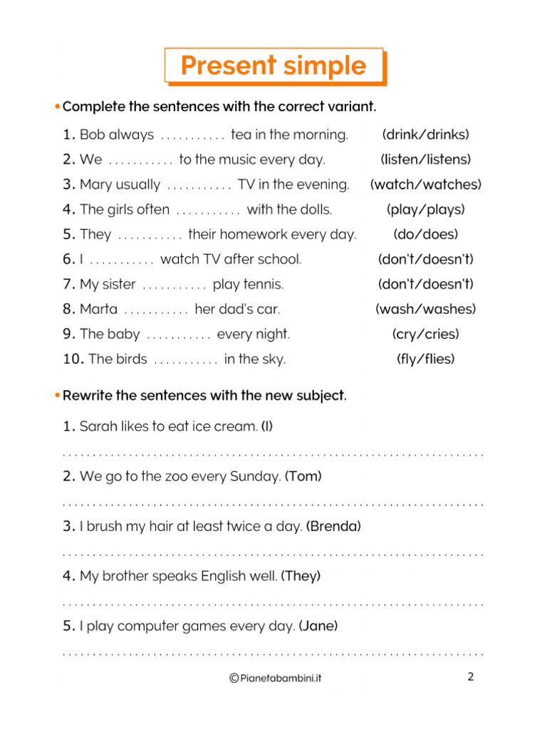 3 ANEXO Schede Didattiche Present Simple 2 | PDF