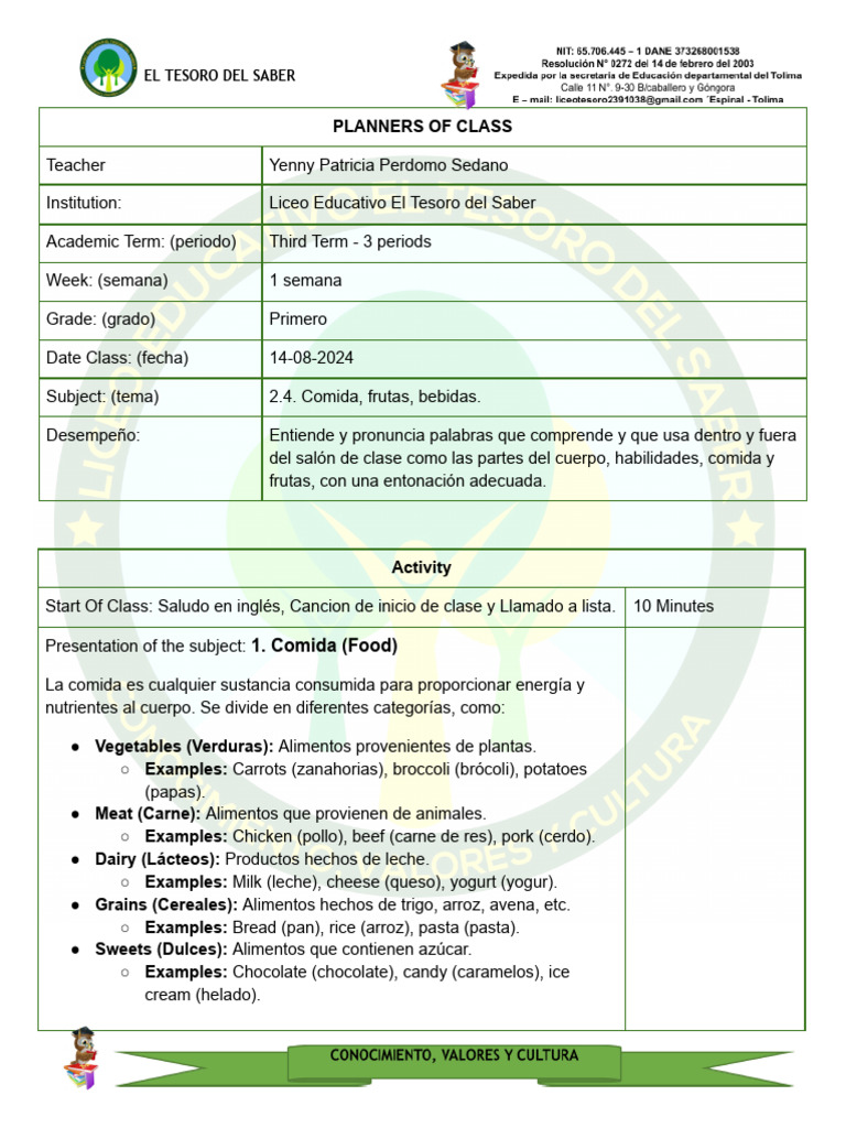 1-Plan de Clase-Formato | PDF