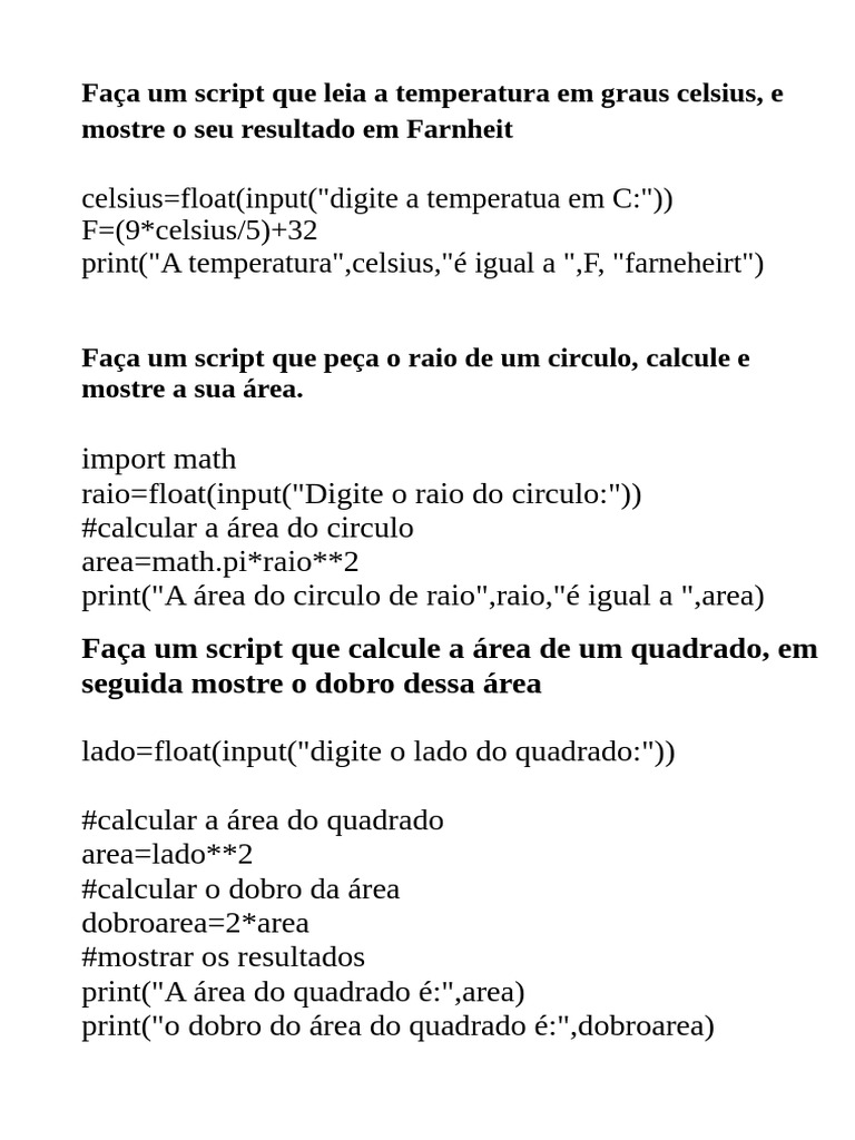 exercicio python | PDF