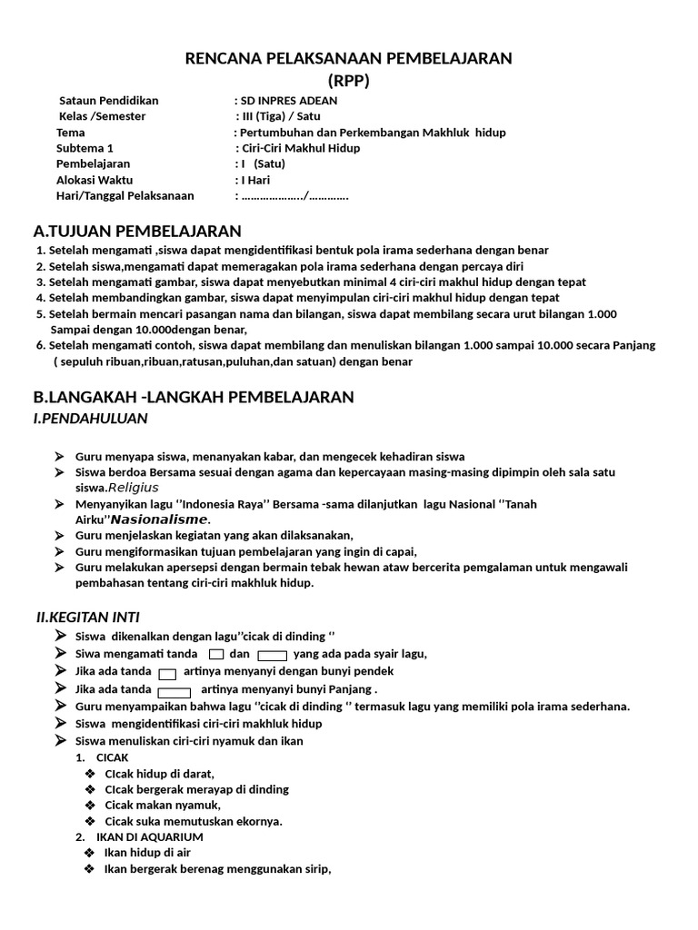 RENCANA PELAKSANAAN PEMBELAJARAN | PDF