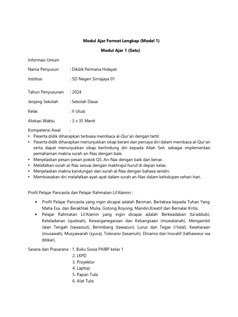 Modul Ajar 1 PBL | PDF
