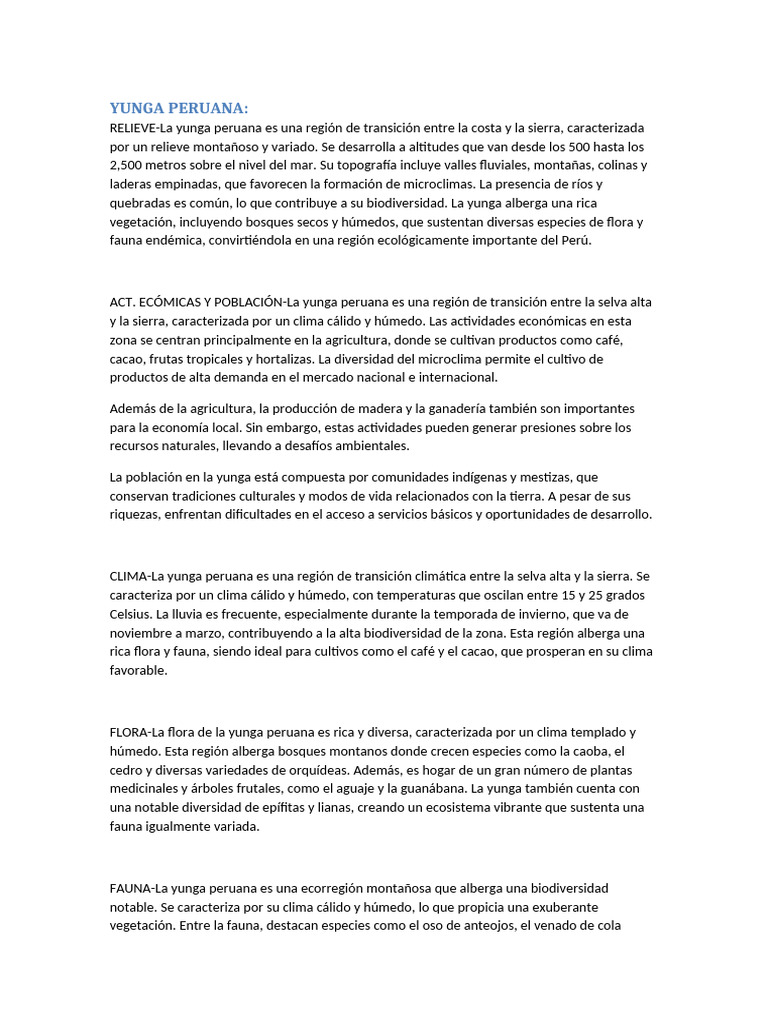 Yunga Peruana | PDF