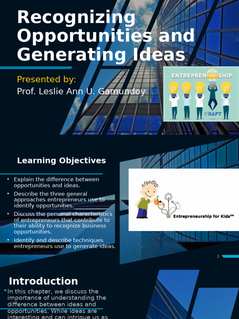 Recognizing Opportunities and Generating Ideas | PDF