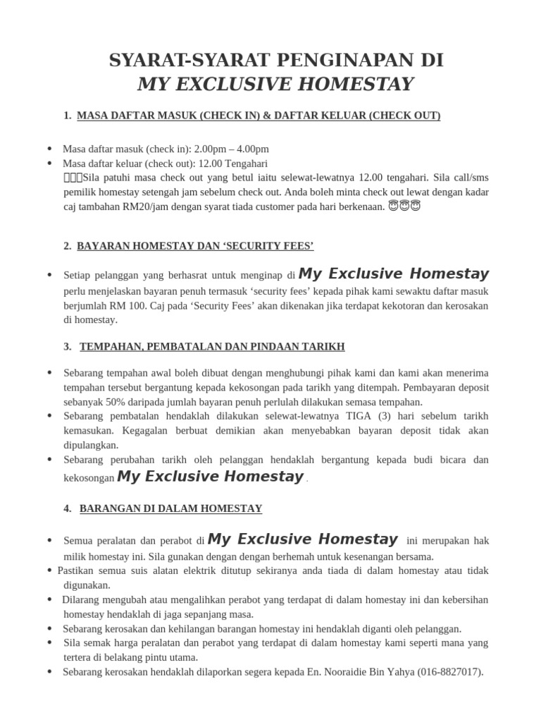 SYARAT Homestay | PDF