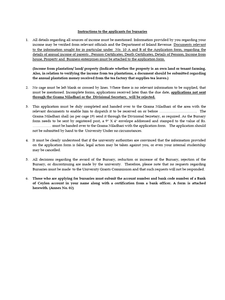 Application For Bursary English | PDF