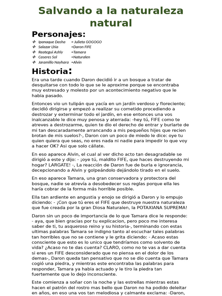 Salvando A La Naturaleza Natural 4to A Grupo Maripositas | PDF