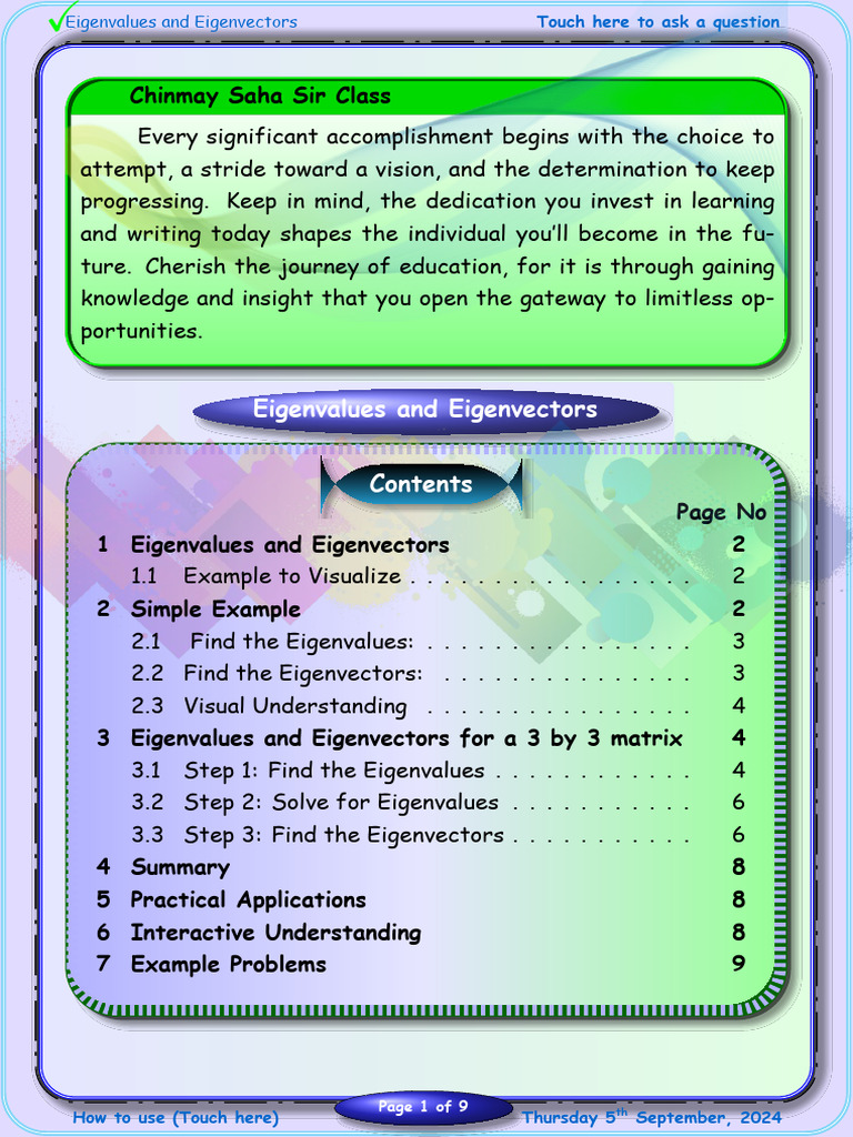 8 Eigenvalues and Eigenvectors - Optimized | PDF