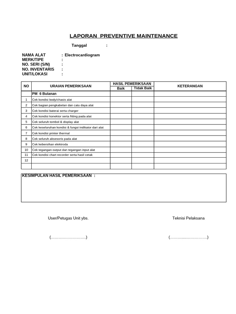 Checklist PM EKG | PDF