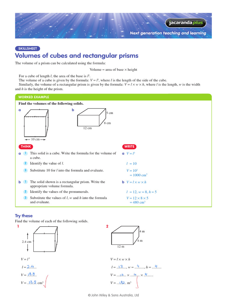 Volumes of Cubes and Rectangular Prisms | PDF