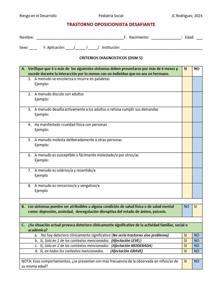TOD-2023-Trastorno Negativista Desafiante | PDF