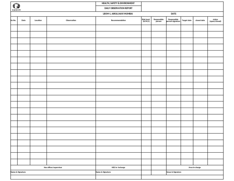 Daily Observation Sheet | PDF