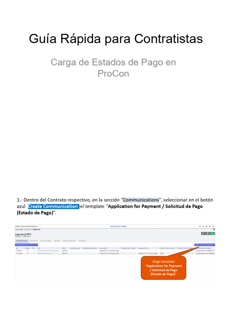Guía Carga EDPs para Contratistas Bhp-Mel EDP | PDF