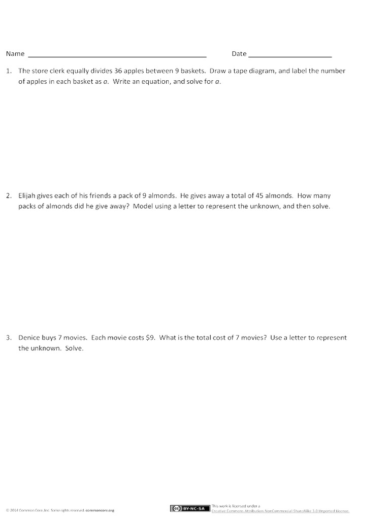 3rd Grade Multiple and Divide by 9 Word Problems Worksheets PDF | PDF