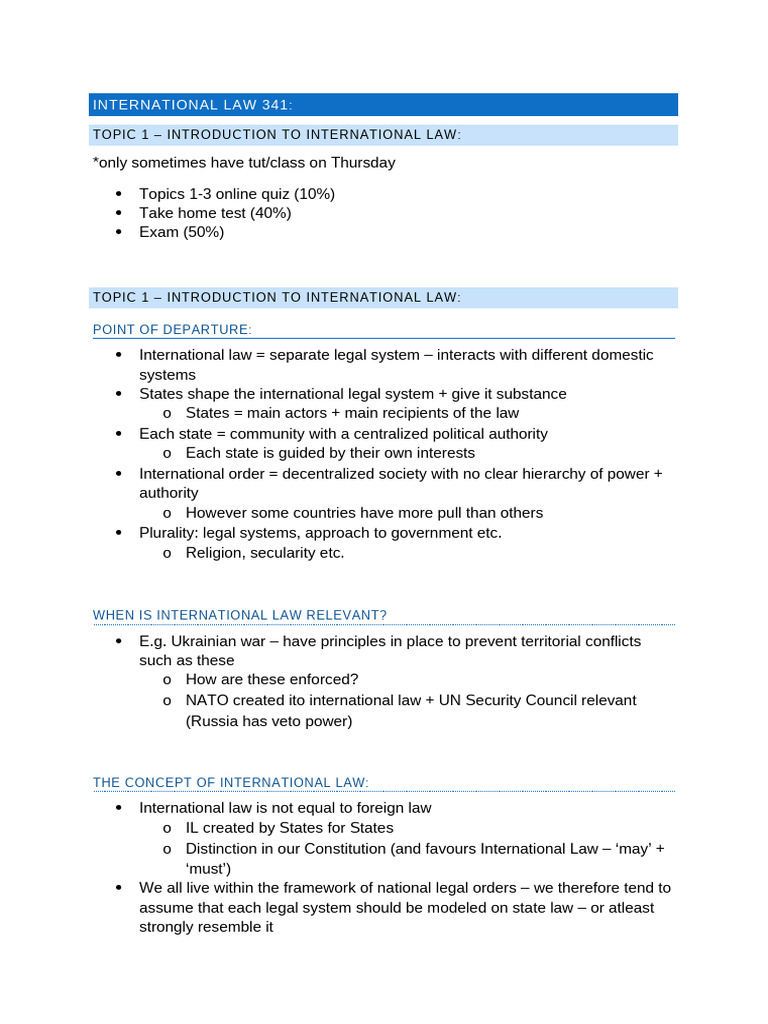 International Law Notes | PDF