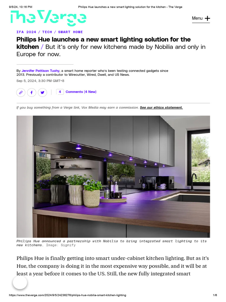 Philips Hue Launches A New Smart Lighting Solution For The Kitchen | PDF