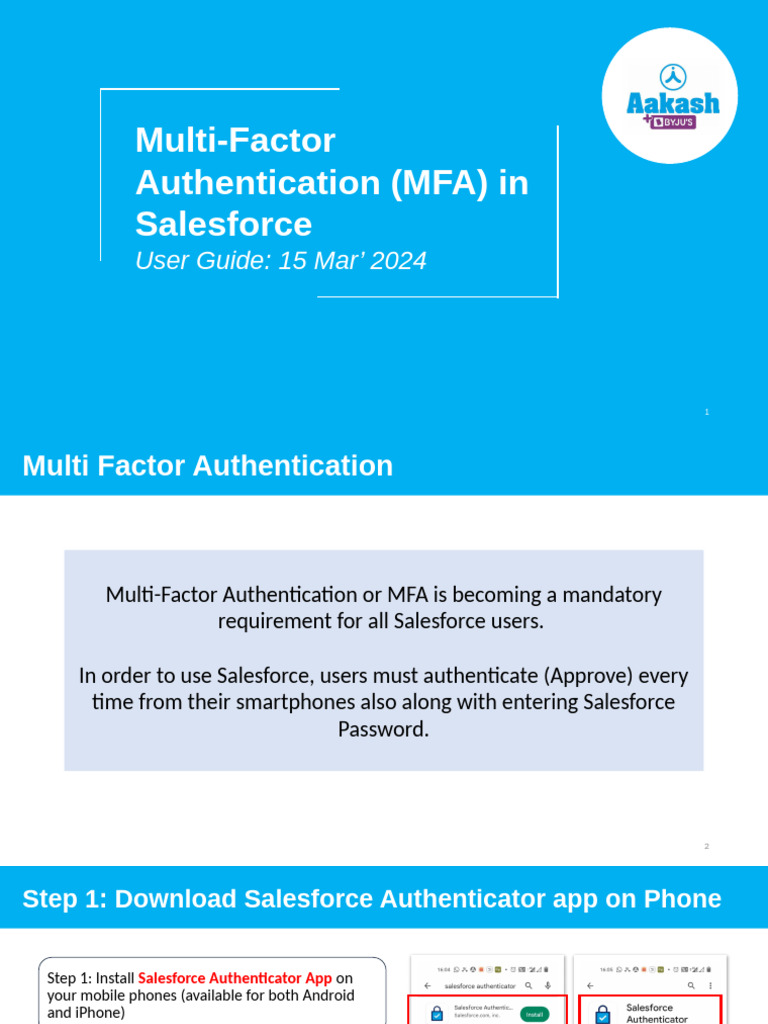 User Guide For Salesforce Multi Factor Authentication Ad Pdf Mobile App Login