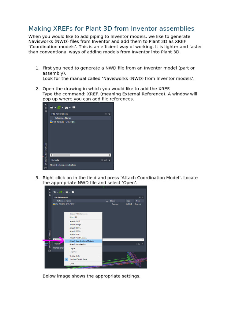 Making XREFs For Plant 3D From Inventor Assemblies | PDF