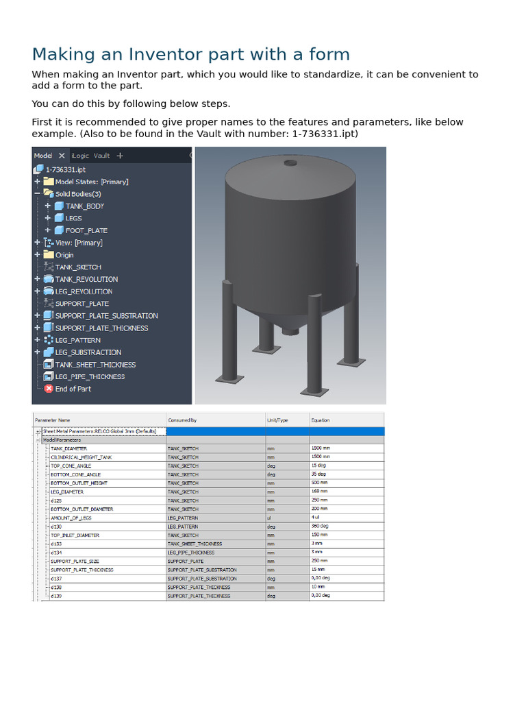Making An Inventor Part With A Form | PDF